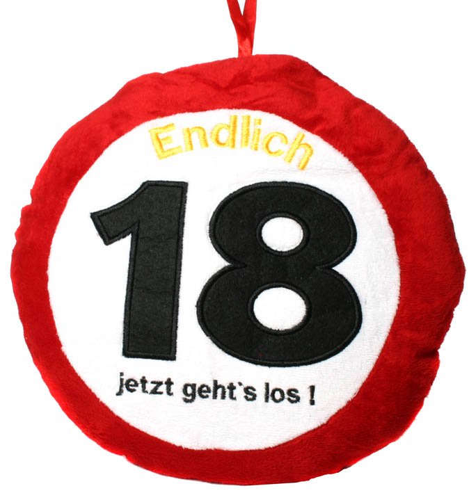 Kissen Endlich 18 Jetzt geht es los! bei Geschenk-Himmel.de